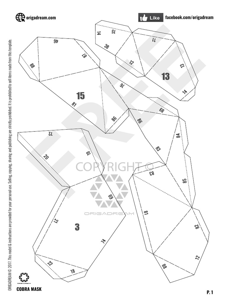 Origadream Cobra Mask FREE Template | PDF | Monopoly (Economics ...