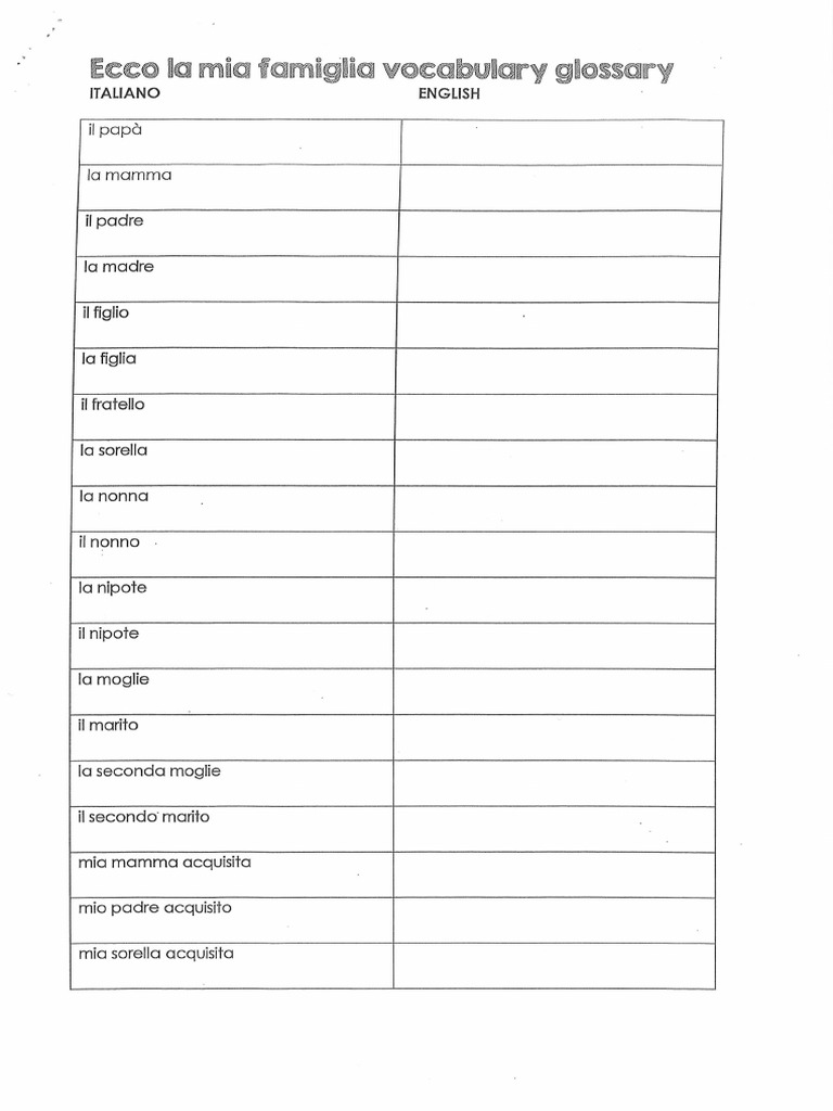 Worksheet - Family Vocabulary | PDF