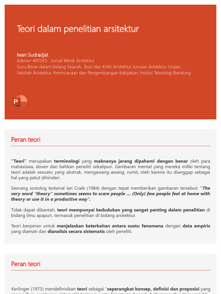 Teori Dalam Penelitian Arsitektur | PDF