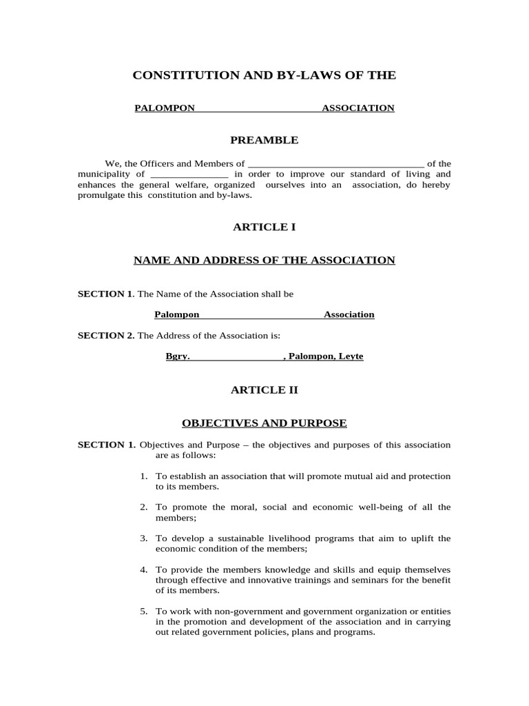 CONSTITUTION AND BY-LAWS OF KP Sample | PDF | Quorum | United Nations General Assembly