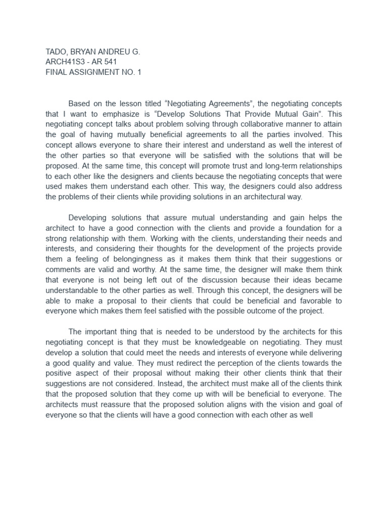 Final Assignment 1 - AR 541 | PDF | Concept | Thought