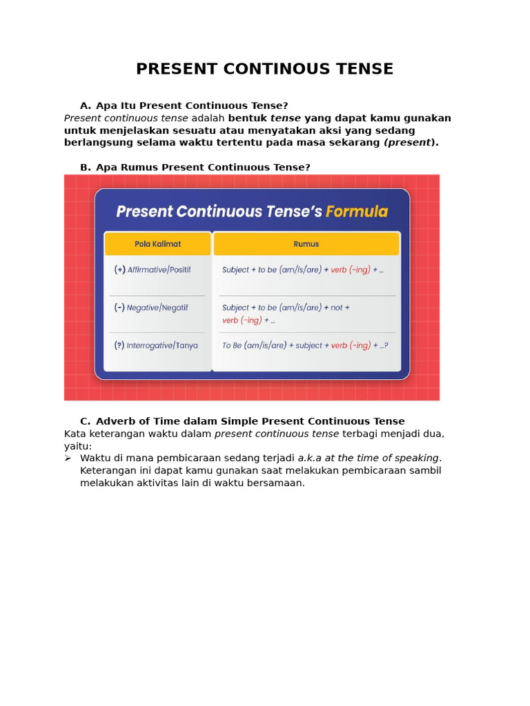 Apa Itu Present Continuous Tense | PDF