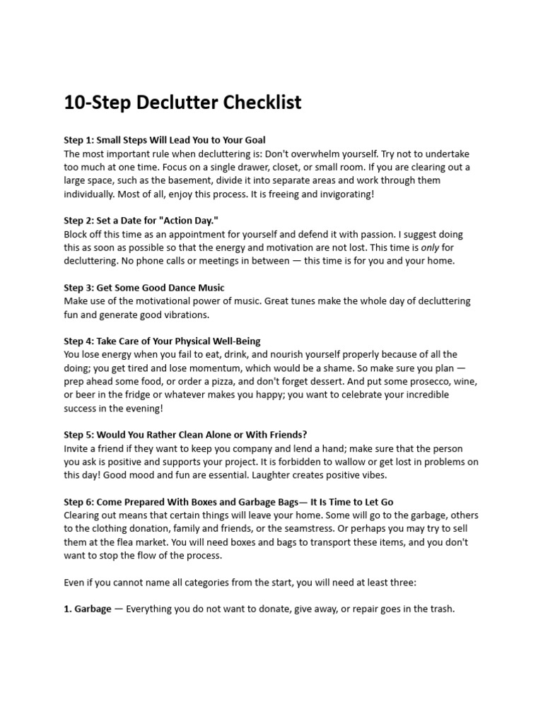 10-Step Decluttering Checklist | PDF