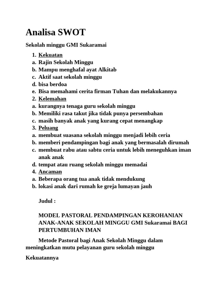 Analisa SWOT MULIADI | PDF | Kesehatan Holistik