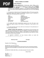 Sample SPA For LTO | PDF | Power Of Attorney | Civil Law (Common Law)