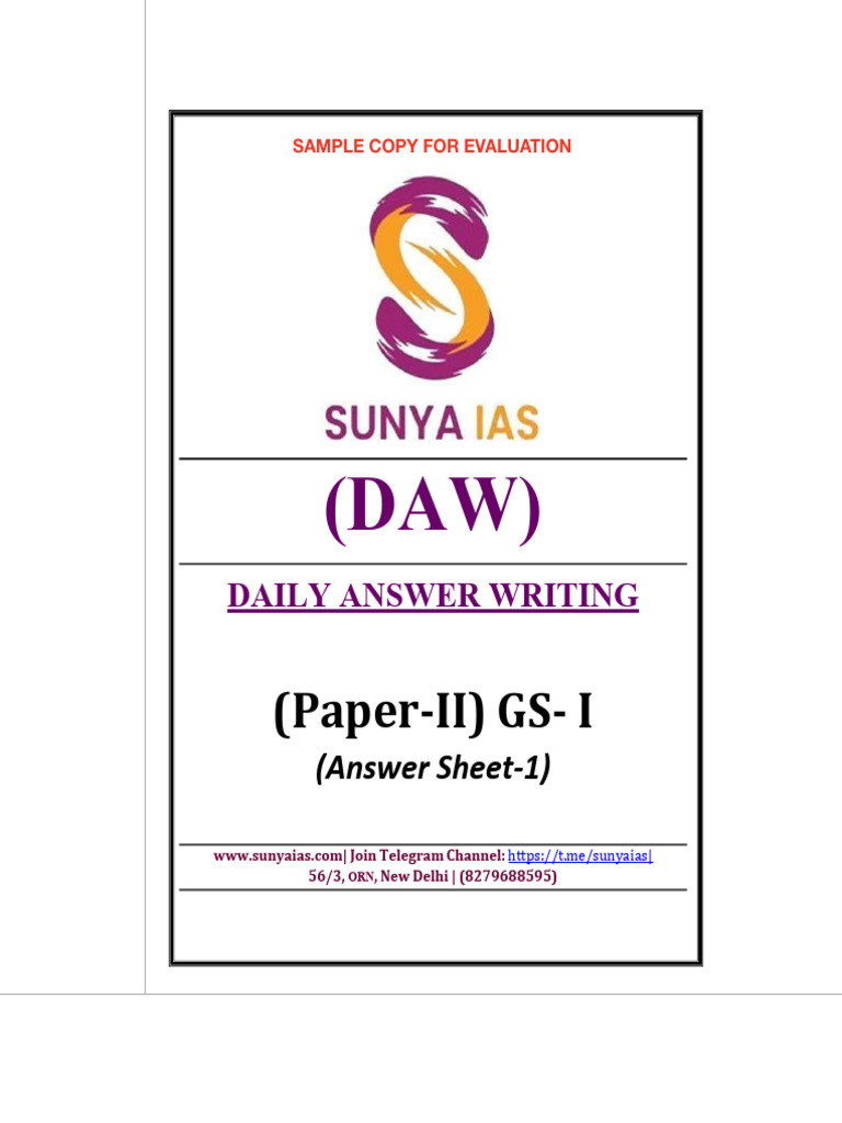 Sunya IAS Daily Answer Writing Oct'23 | PDF | Career & Growth | Art
