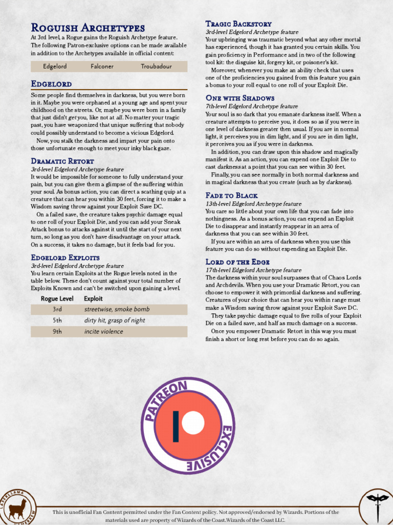 Rogue (Alternate) - Roguish Archetypes | PDF | License | Derivative Work
