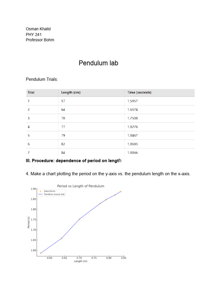 Pendulum Lab | PDF | Pendulum