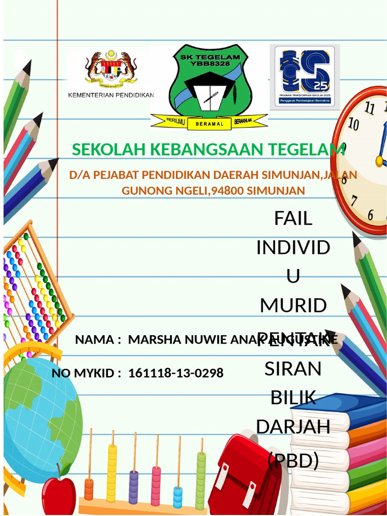Muka Depan Fail PBD Murid | PDF
