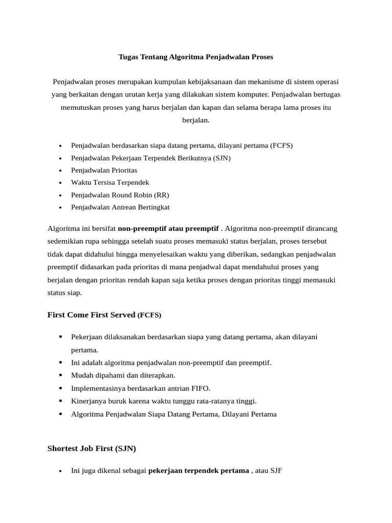 Algoritma Penjadwalan Proses (SO) Fikri Fieresta | PDF
