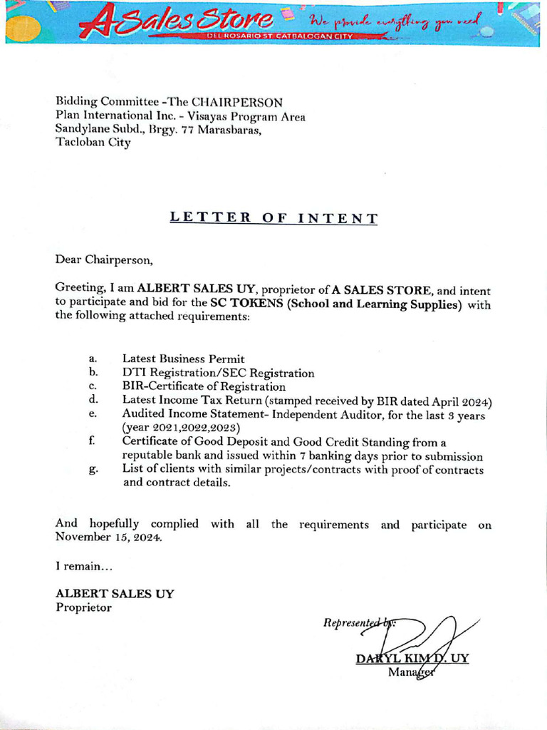 Letter of Intent | PDF