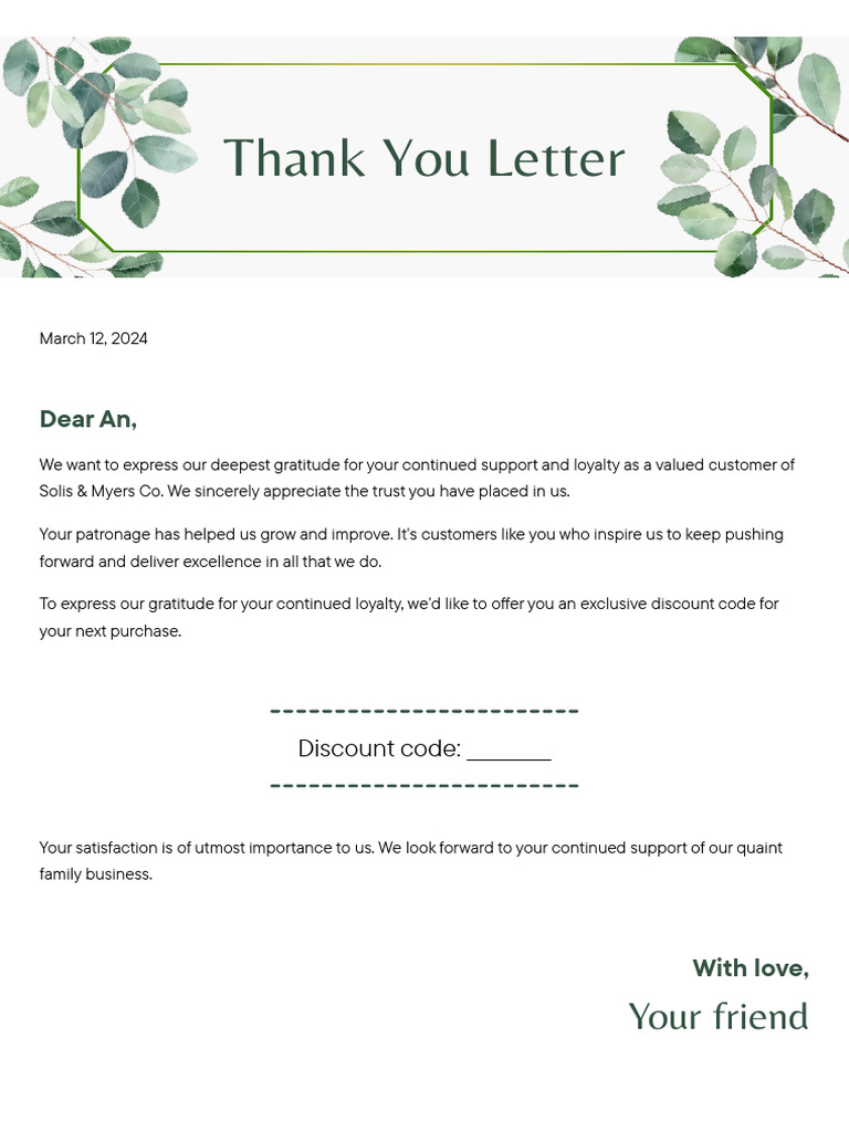 Thank You Letter PDF | PDF