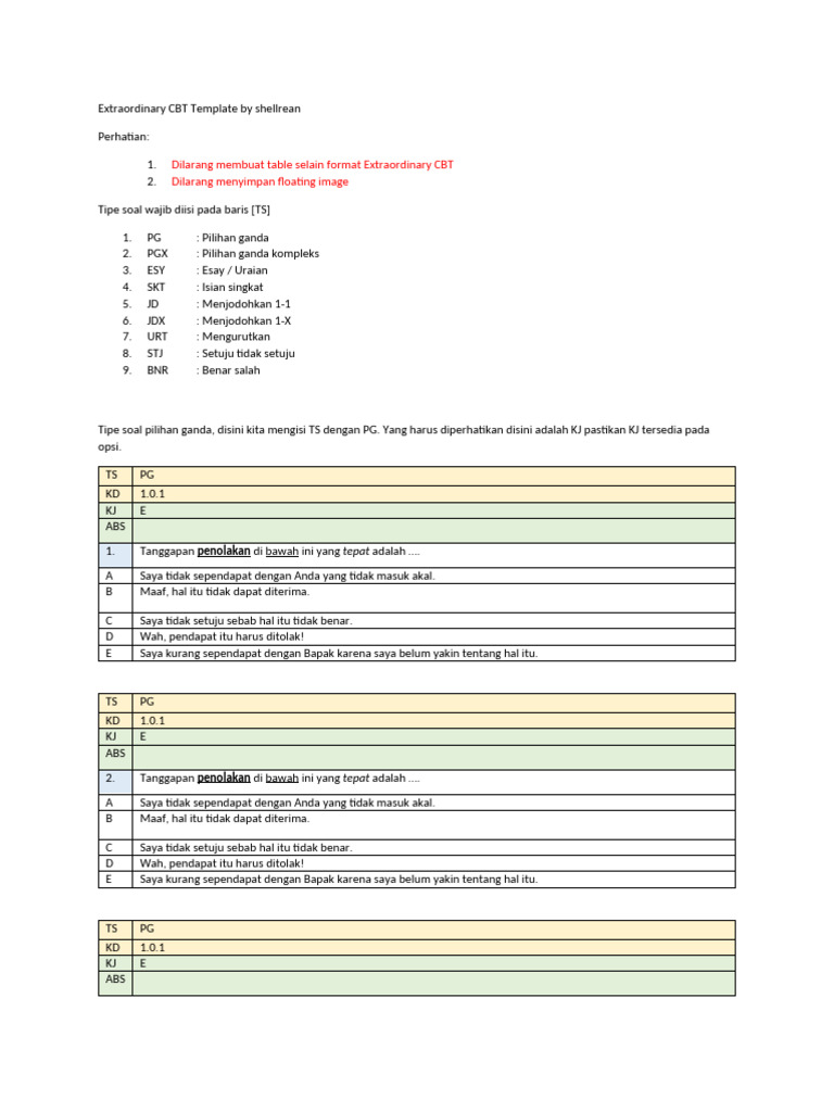 Format Input Soal - II | PDF