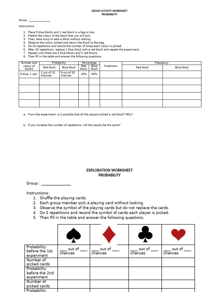 Worksheet Math Chapter 8 | PDF | Probability