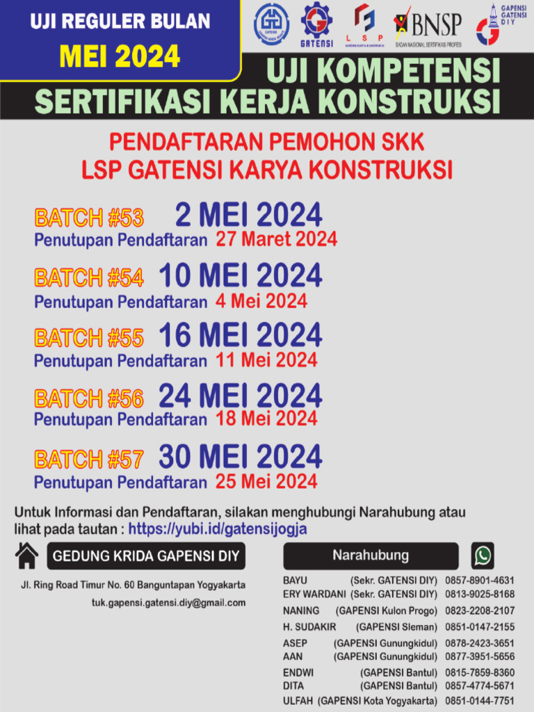 Brosur Uji SKK Reguler Bulan Mei 2024 | PDF