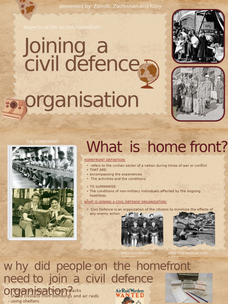 Joining A Civil Defence Organisation: Presented By: Zainab, Zoofeshan ...