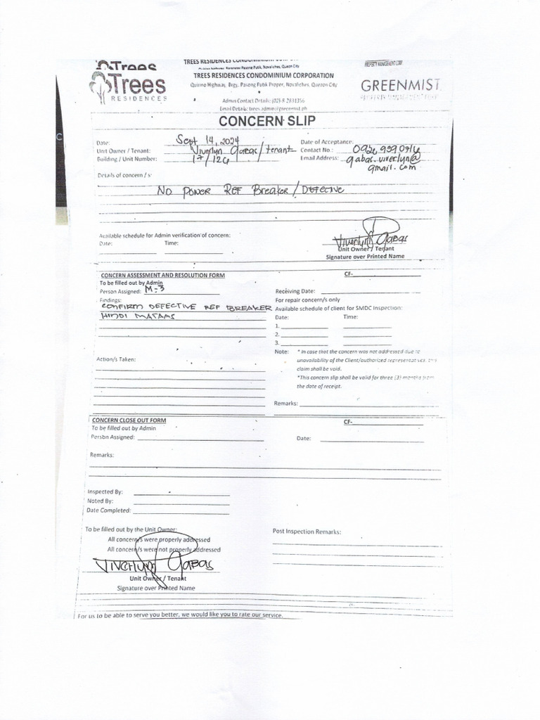 B170126 Signed Concern Slip | PDF