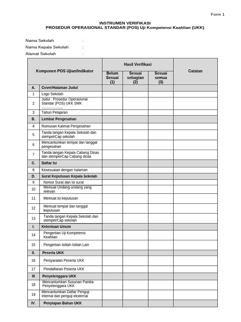 Verifikasi POS UKK SMK 2021 | PDF
