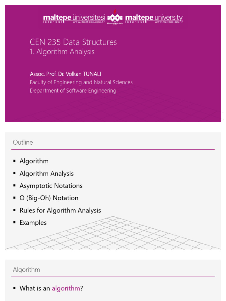 CEN 235 1. Algorithm Analysis | PDF | Algorithms | Computer Science