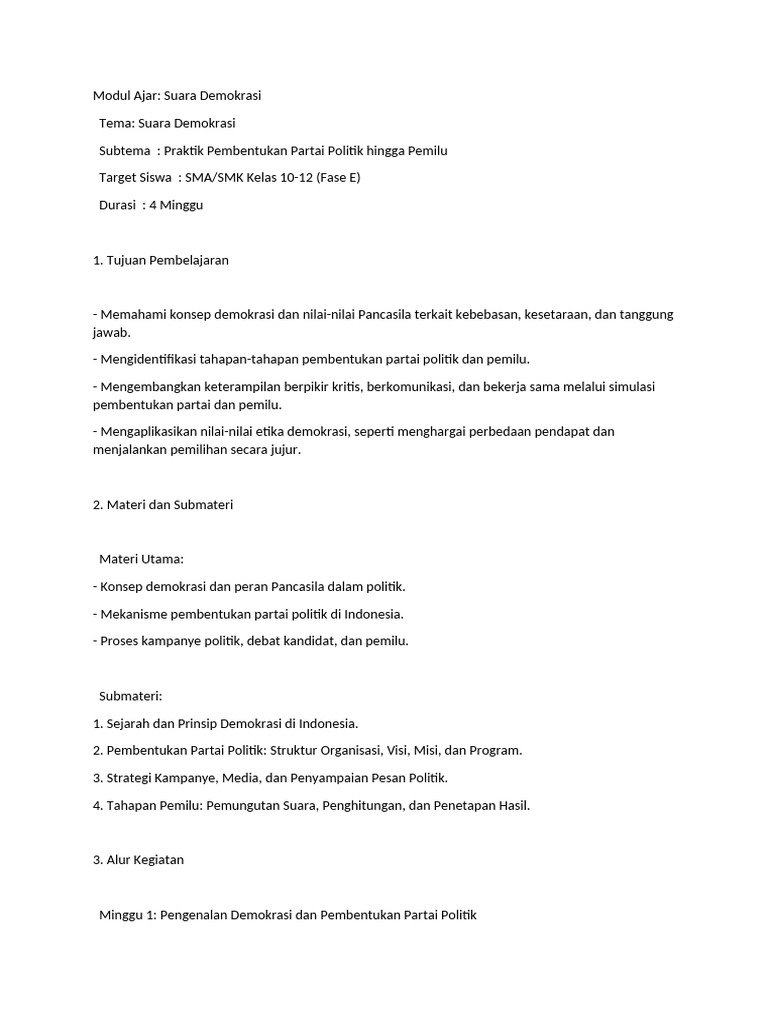 Modul Ajar P5 Suara Demokrasi | PDF