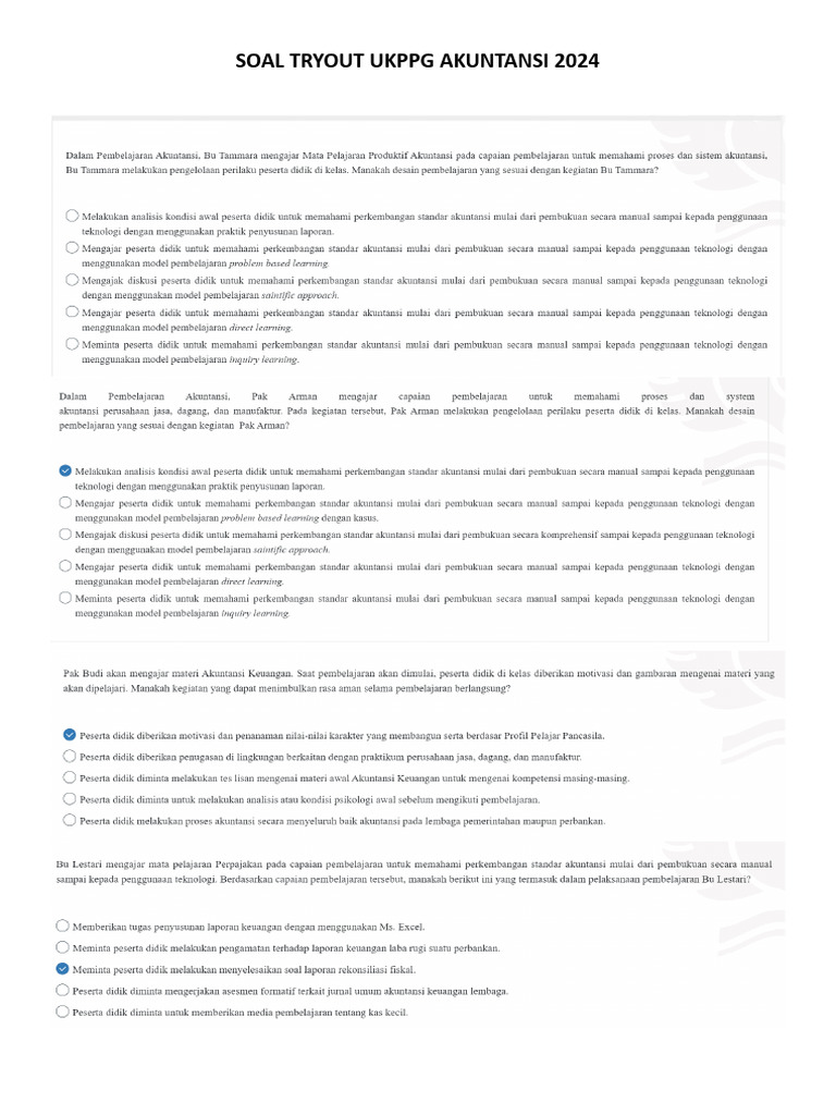 Soal Tryout UKPPG Akuntansi | PDF