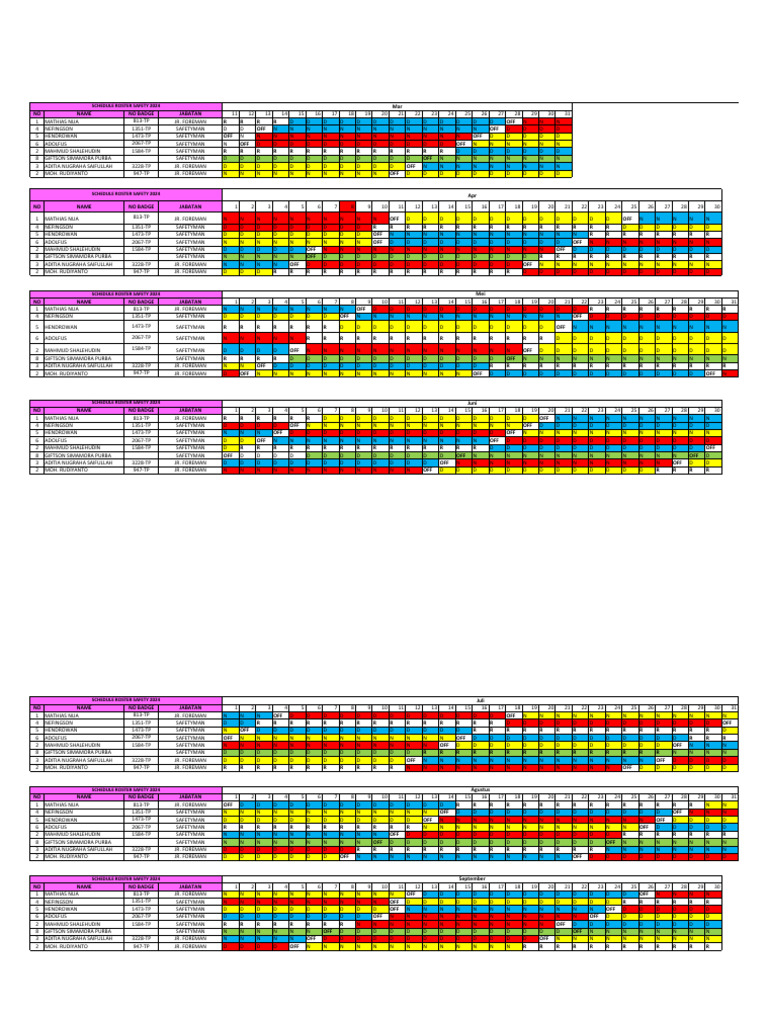 2024 Safety Roster Schedule | PDF