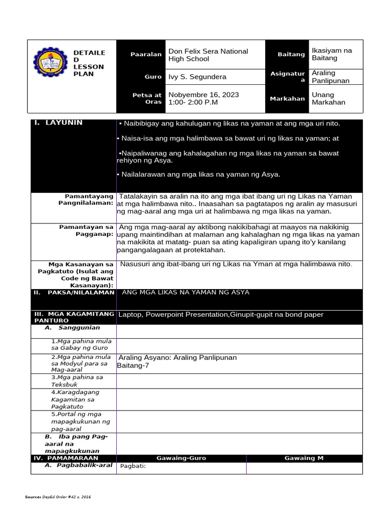 Lesson Plan TEMPLATE For Demo Teaching 1 1 | PDF