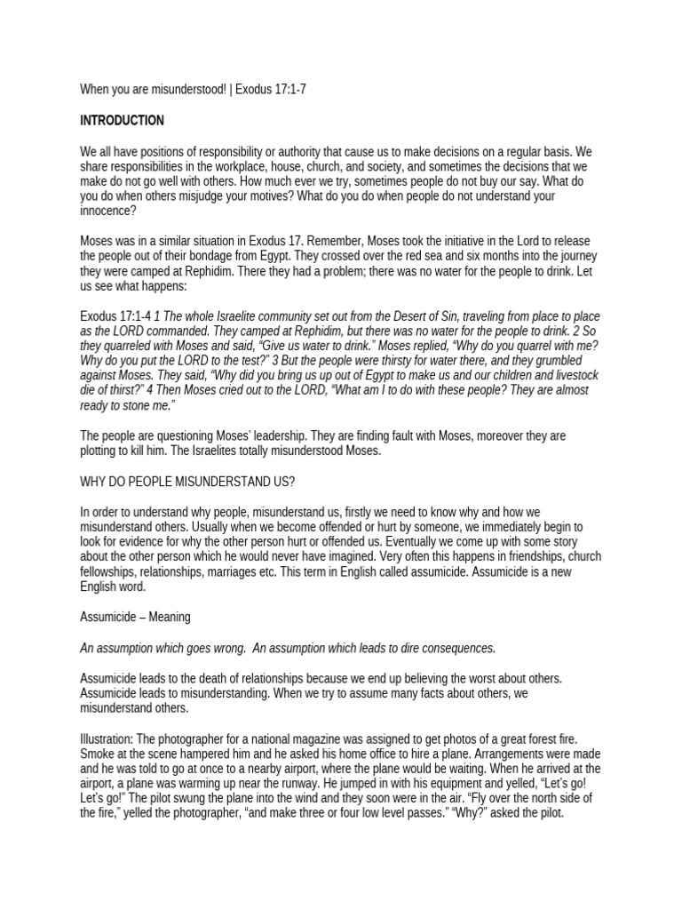 When You Are Misunderstood | PDF | Moses | Jesus