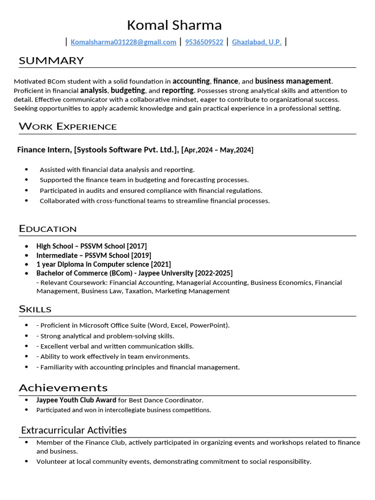 Komal Resume | PDF