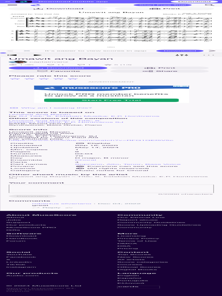 Umawit ang Bayan Choral Score PDF | PDF