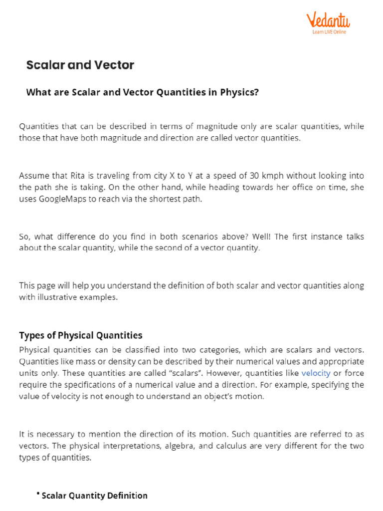 Scalar and Vector | PDF