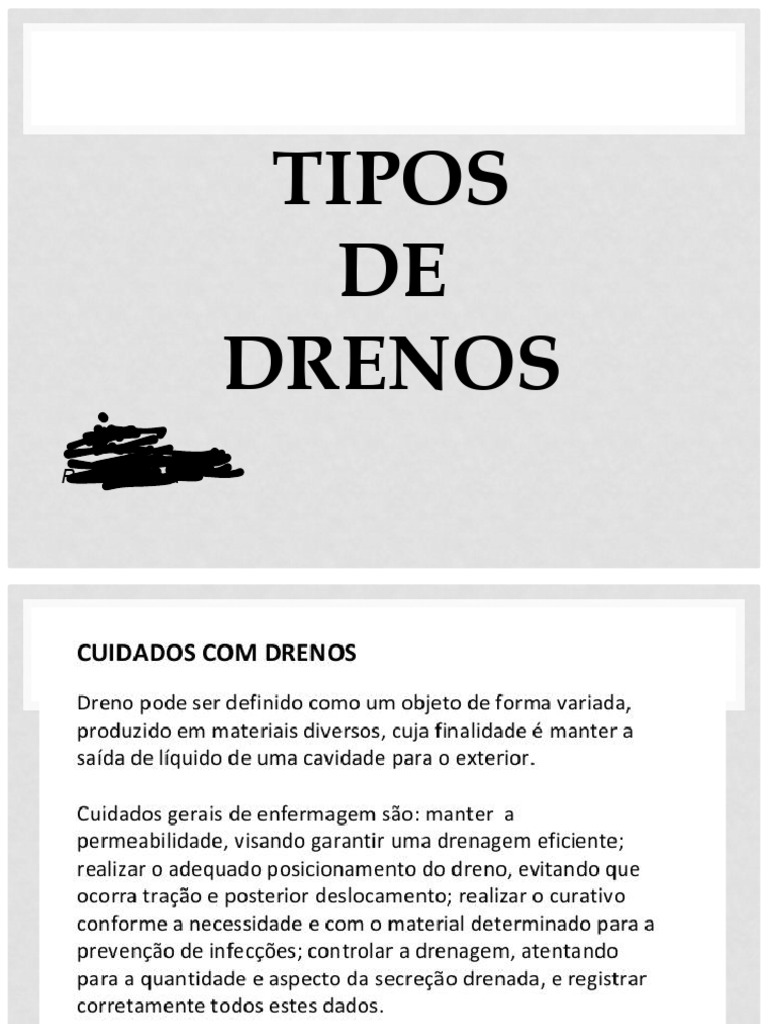 Cuidados com Drenos em Enfermagem | PDF | Bem-estar | Ciências e Matemática