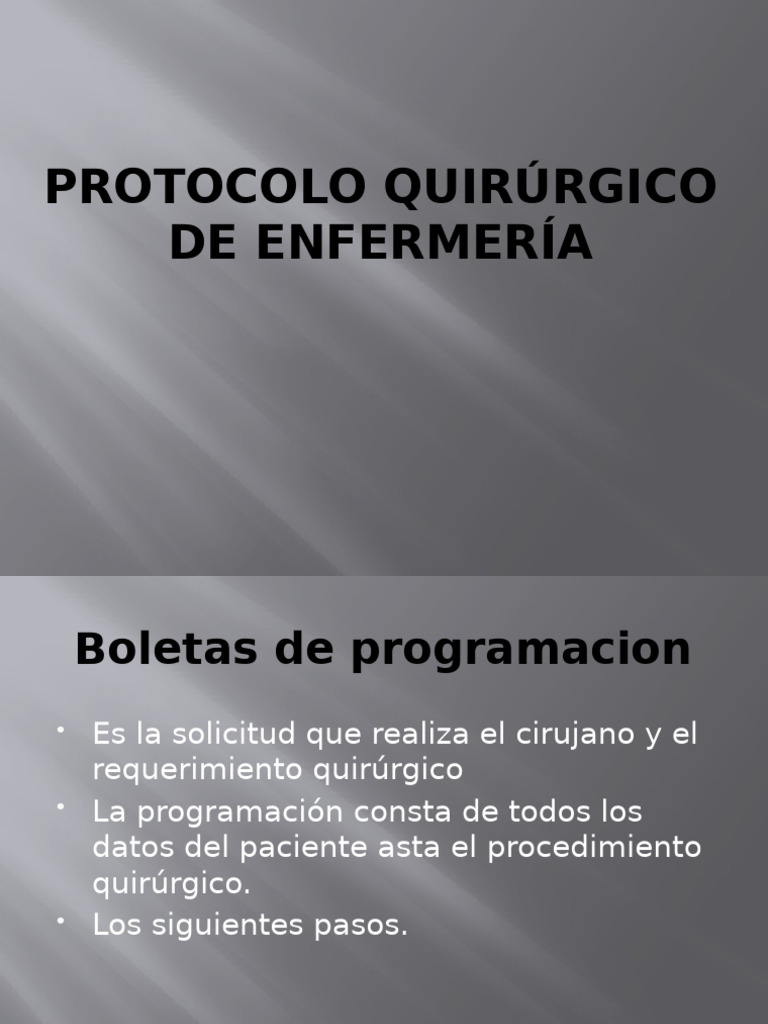 Protocolo Quirúrgico de Enfermería 1 | PDF | Cirugía | Cirujano