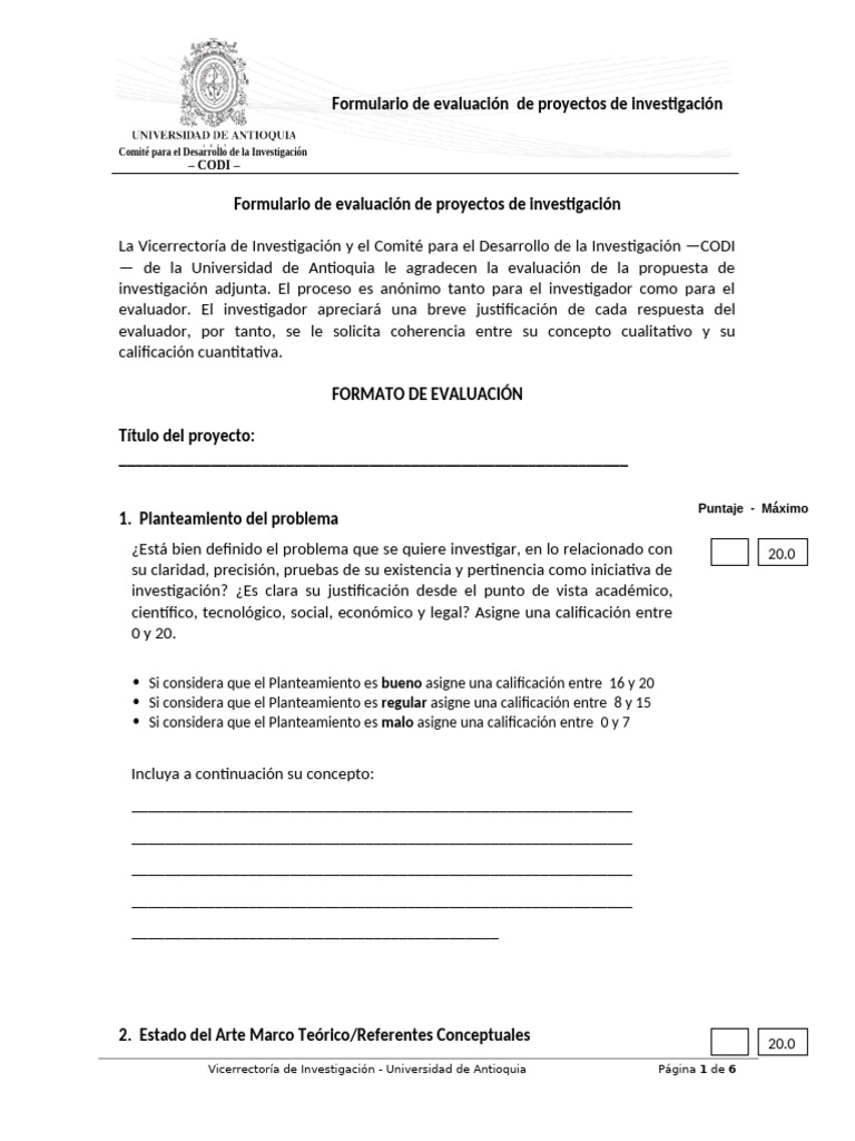 Formatode Evaluación | PDF | Metodología | Evaluación