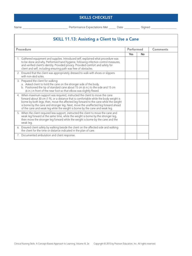 Cs2e Skill Checklist 11.13 | PDF | Science & Mathematics