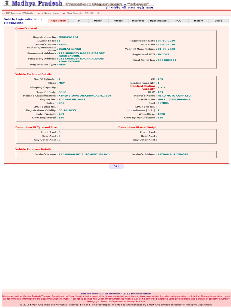 Madhya Pradesh - MIS | PDF | Vehicles | Motor Vehicle