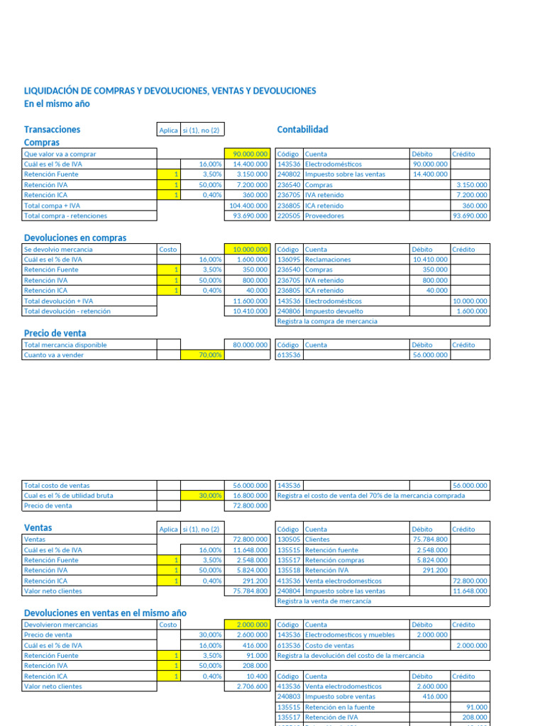 Liquidación de Compras y Devoluciones | PDF | Impuesto al valor agregado | Jerga corporativa