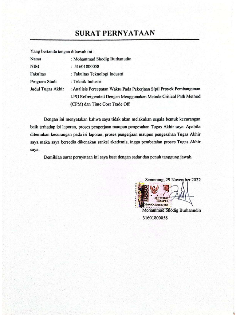 Surat Pernyataan Kecurangan | PDF