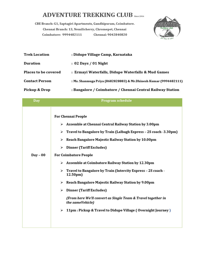 Karnataka Trek: Ermayi & Didupe Adventure | PDF | Bus