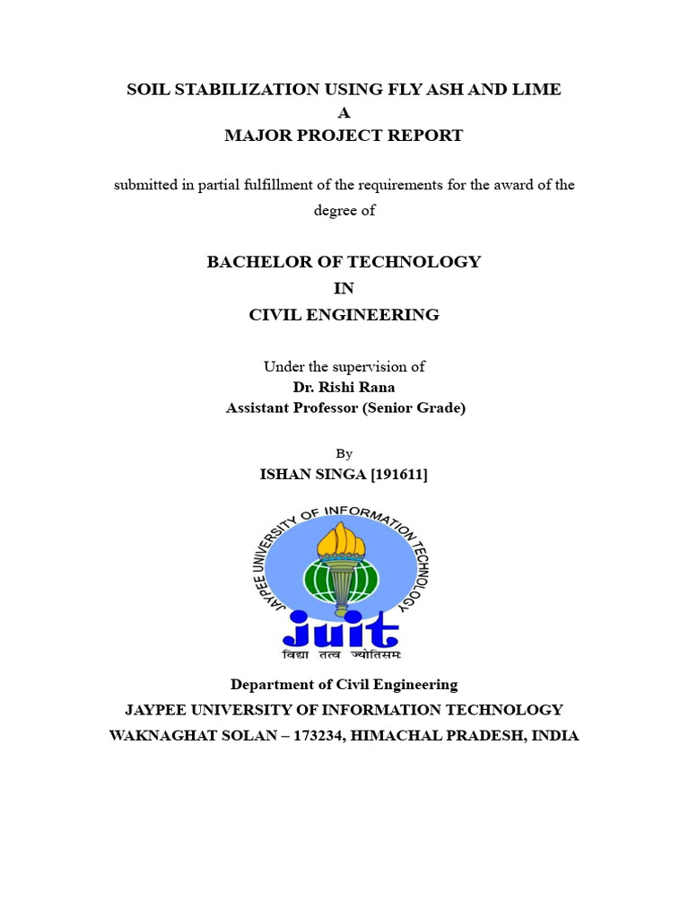 Soil Stabilization Using Fly Ash and Lime | PDF | Concrete | Cement