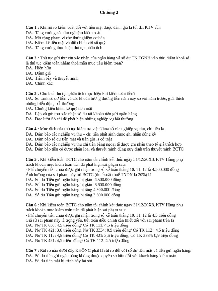 Ontap Chuong2 SV | PDF