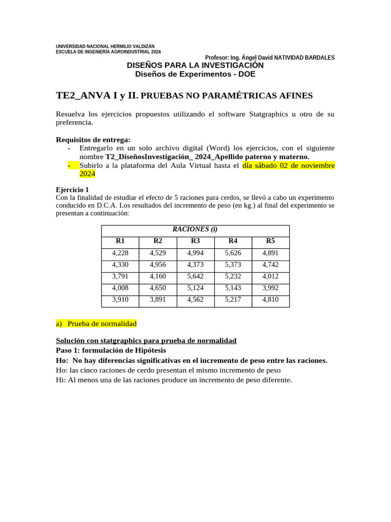 TE2 - DiseñosInvestigación - 2024 - CAICEDO CHAVEZ | PDF | Análisis de variación | Diferencia