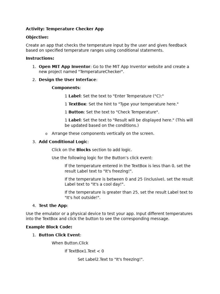 Temperature Checker App Guide | PDF