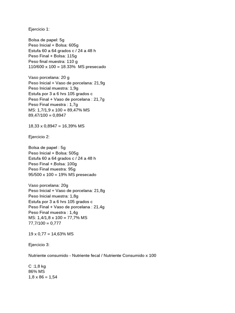 Ejericicios de Clases | PDF | Cocina, comidas y vino | Salud y bienestar