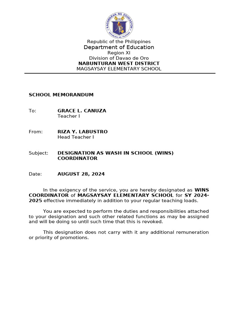 Designation Letters - Canuza | PDF | Public Administration | Asia