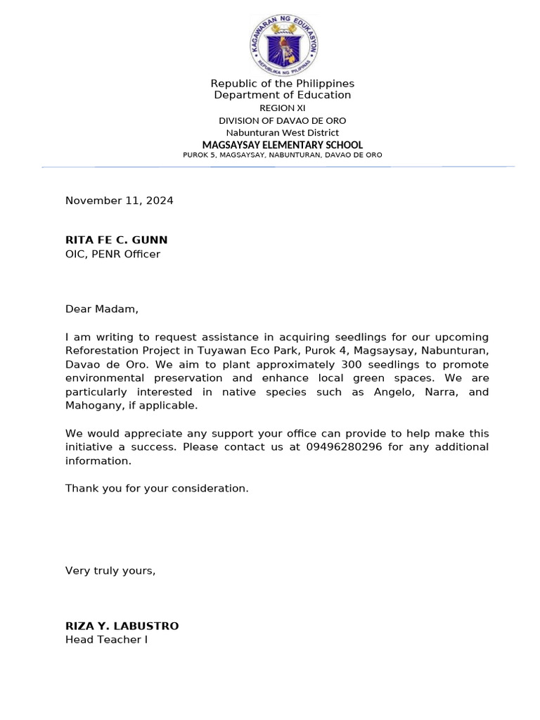 Request Letter - Seedlings | PDF