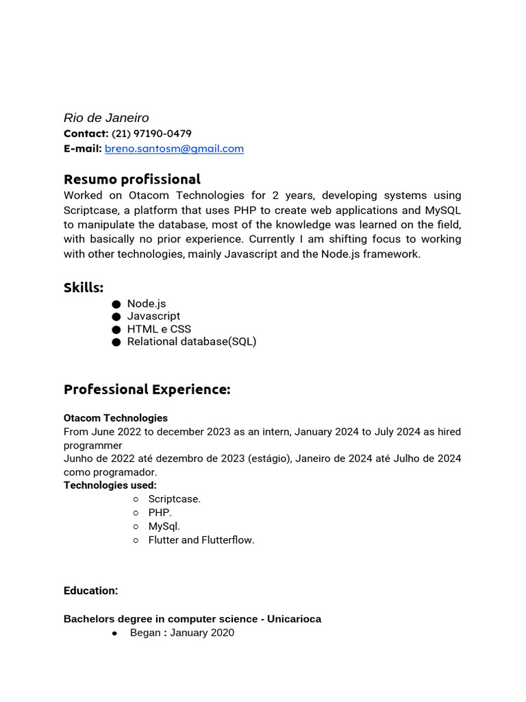 Breno's Resume | PDF