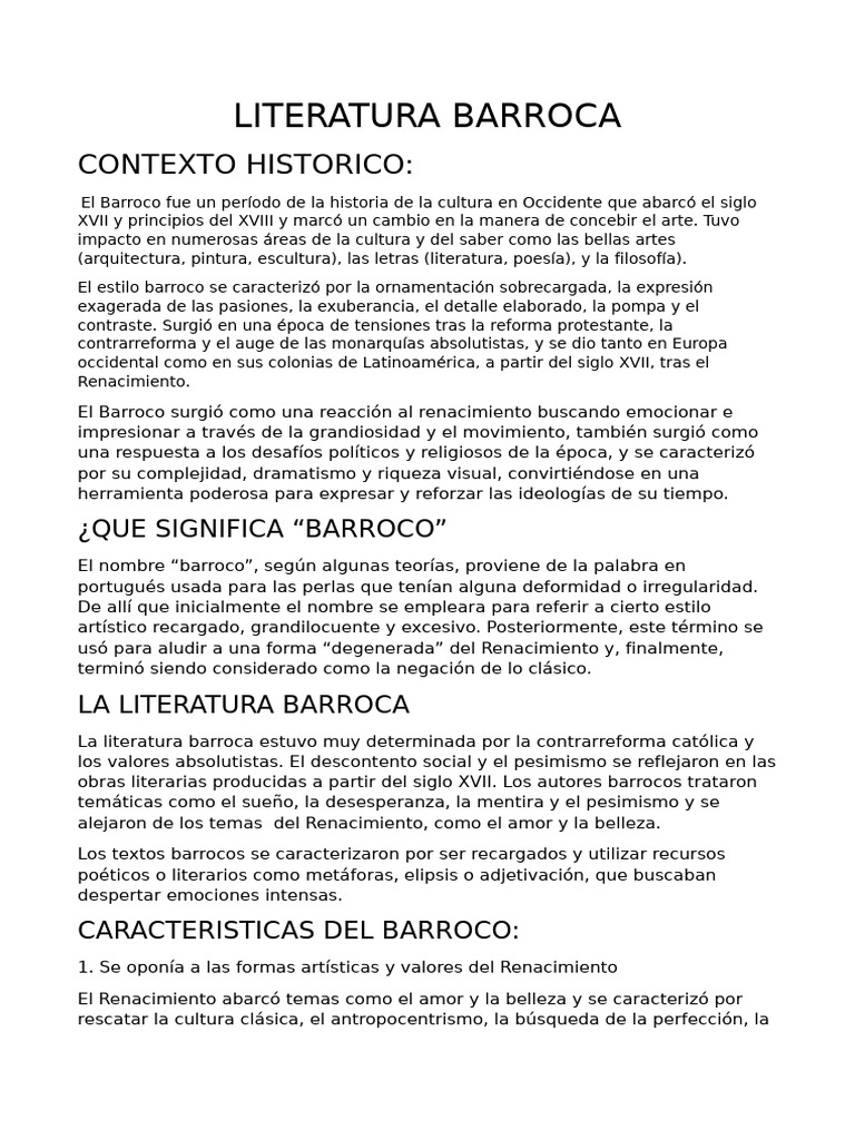 Literatura Barroca | PDF | Barroco