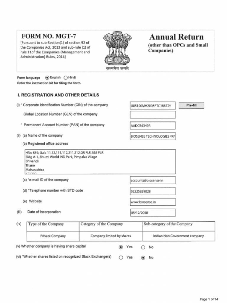 Annual Return FY 21 22 | PDF