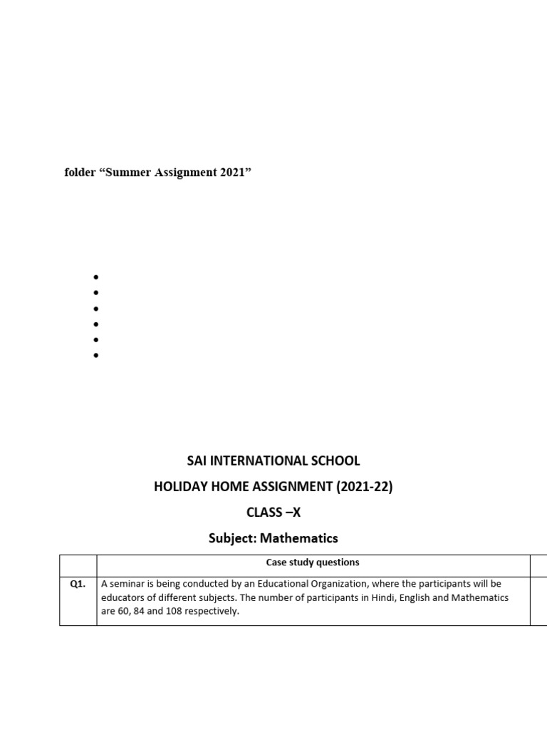Summer Assignment Guidelines for Class X | PDF | Fuels